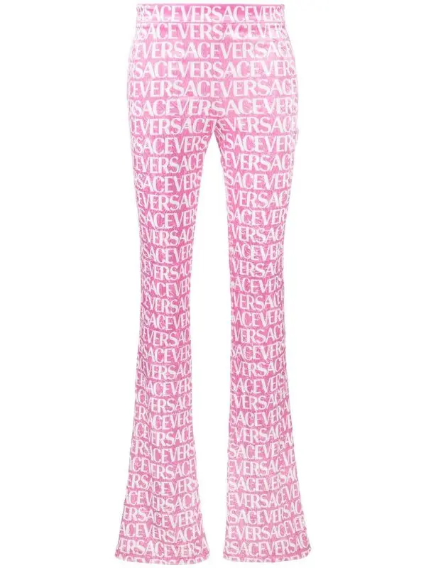 Versace Logo-print Flared Trousers - Pink