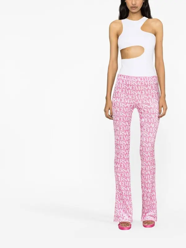 Versace Logo-print Flared Trousers - Pink