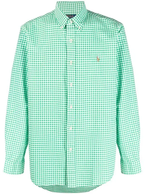 Polo Ralph Lauren Embroidered-logo Checked Shirt - Green