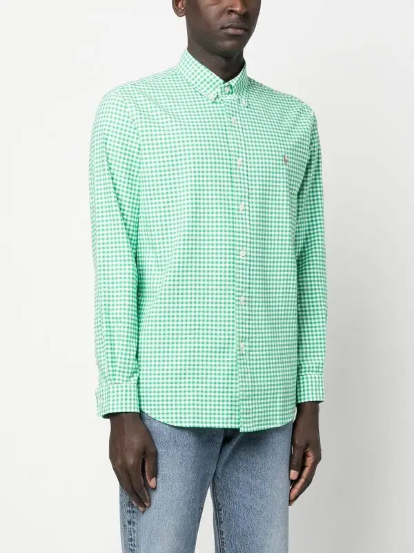Polo Ralph Lauren Embroidered-logo Checked Shirt - Green