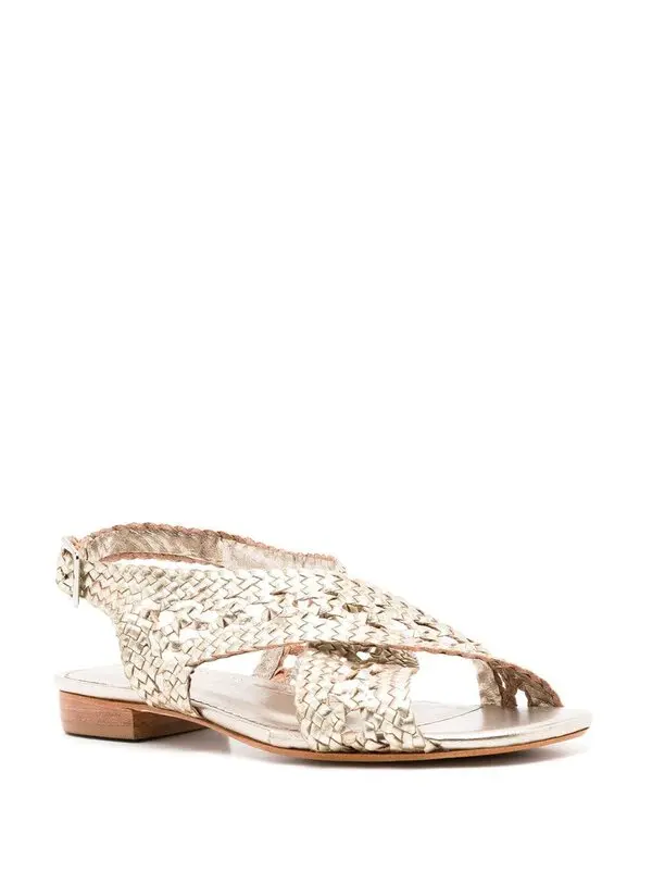 STUDIO CHOFAKIAN Isolde Metallic Woven Sandals - Gold