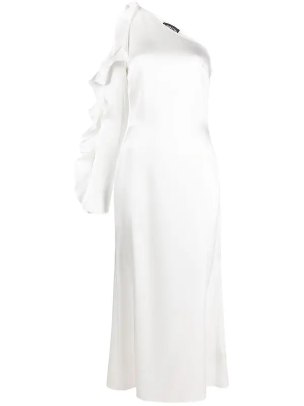 David Koma One-shoulder Ruffled Midi Dress - White