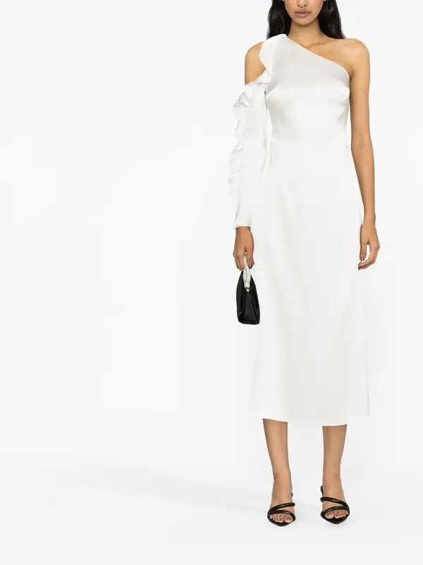 David Koma One-shoulder Ruffled Midi Dress - White