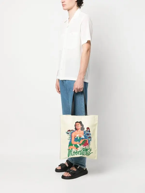 Moschino Illustration-print Tote Bag - Yellow
