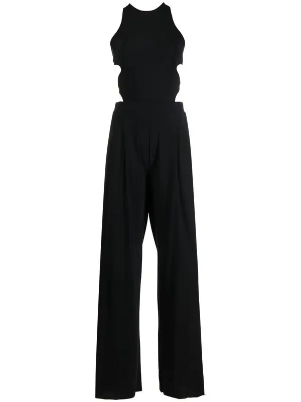 AMAZUIN Cut-out Tie-fastening Jumpsuit - Black