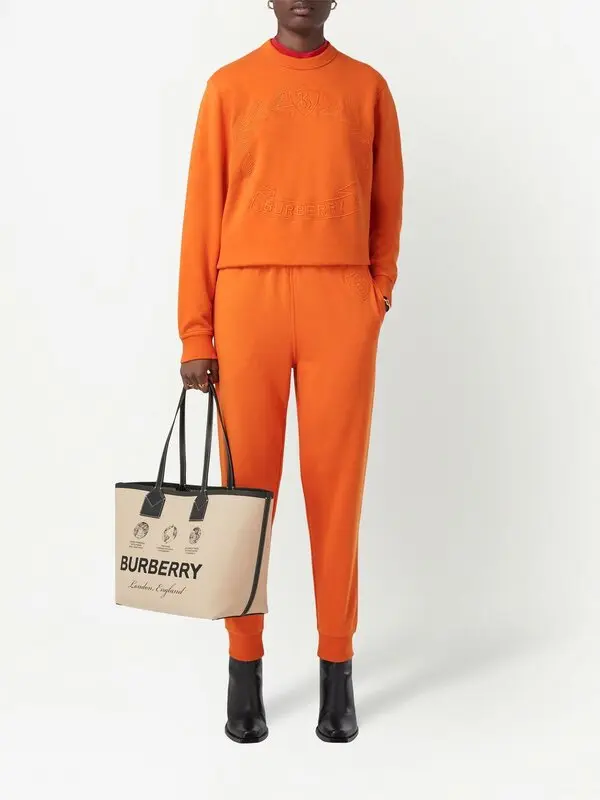 Burberry Logo Patch Cotton Track Pants - Orange