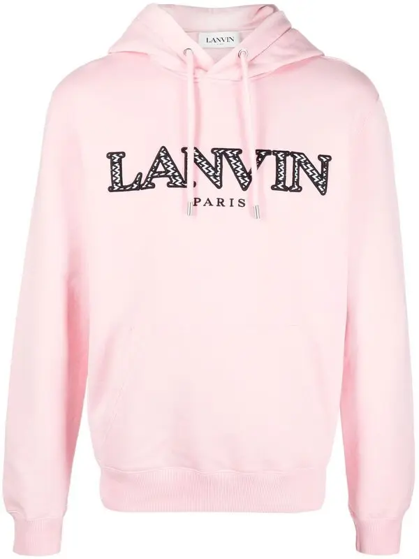 LANVIN Embroidered-logo Cotton Hoodie - Pink