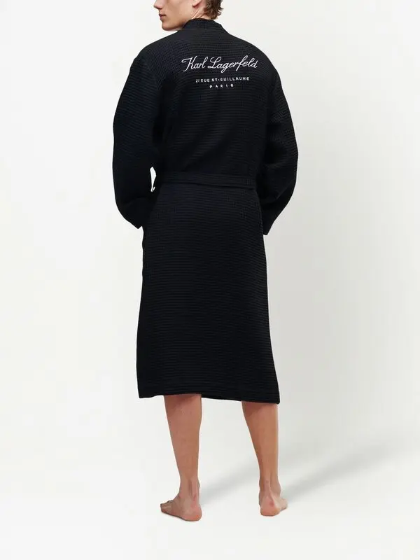 Karl Lagerfeld Hotel Karl Waffle-knit Bathrobe - Black