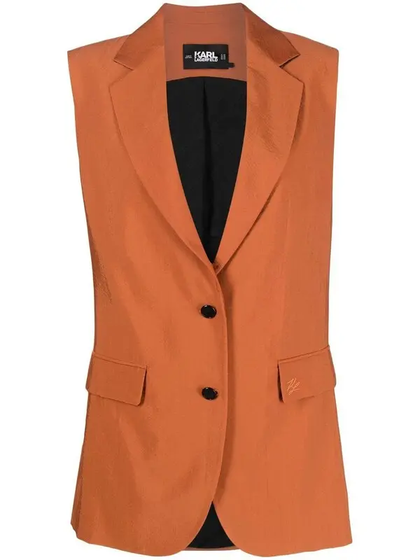 Karl Lagerfeld Longline Tailored Waistcoat - Orange