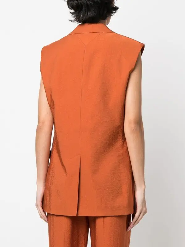 Karl Lagerfeld Longline Tailored Waistcoat - Orange