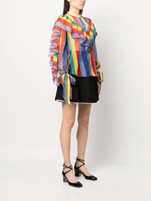 Rochas Stripe-print Ruffled Blouse