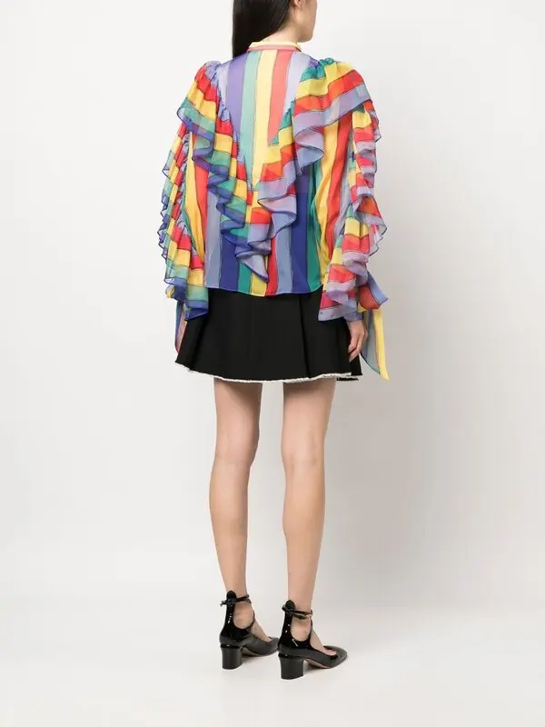 Rochas Stripe-print Ruffled Blouse