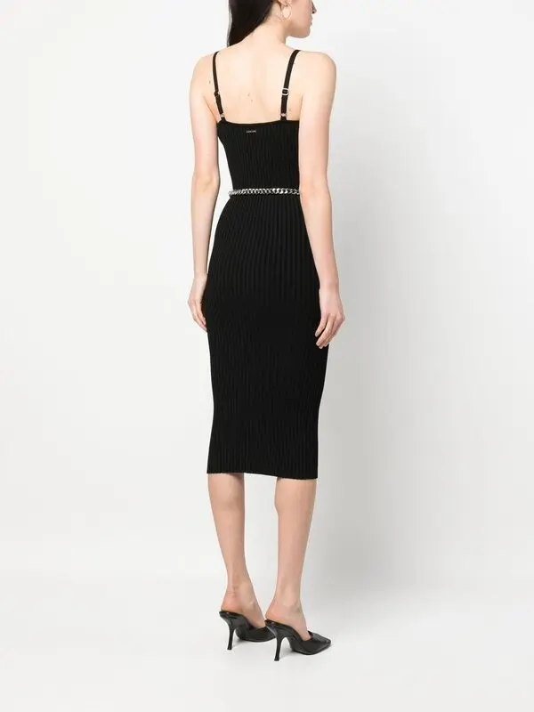 Michael Kors Logo-belt Ribbed Midi Dress