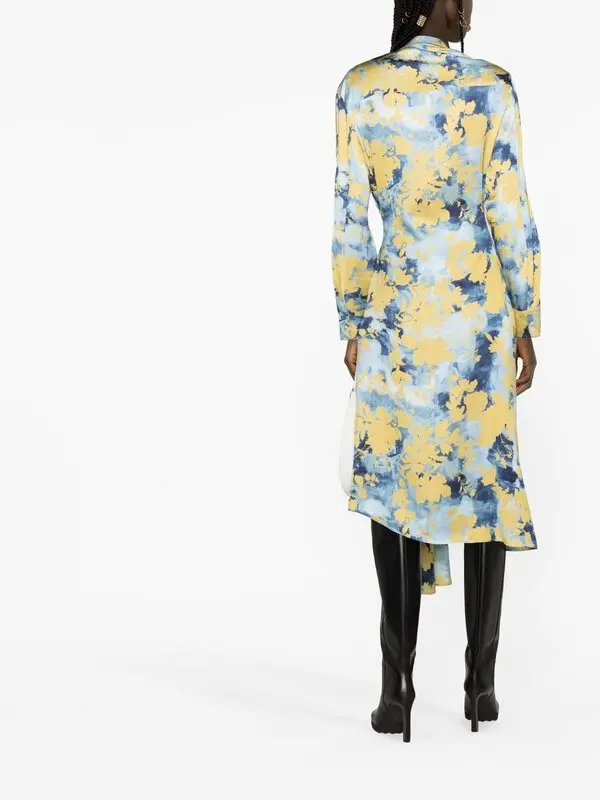 Off-White Floral-print Wrap Shirtdress