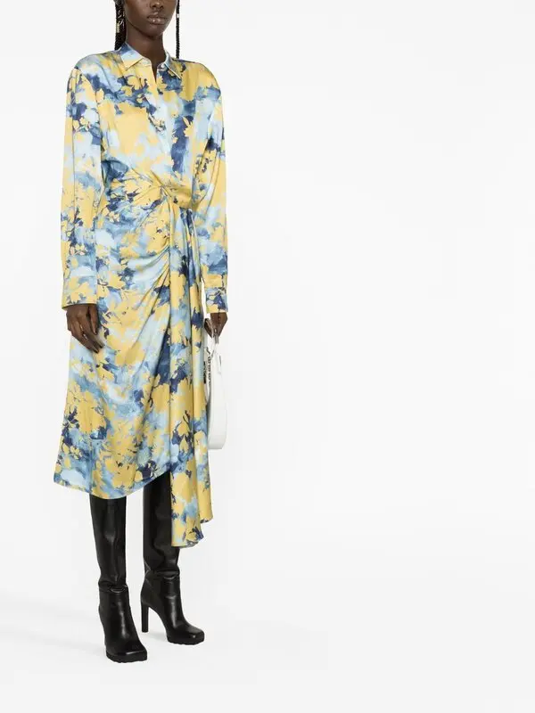 Off-White Floral-print Wrap Shirtdress