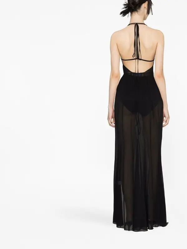 Louisa Ballou Semi-sheer Maxi Dress - Black