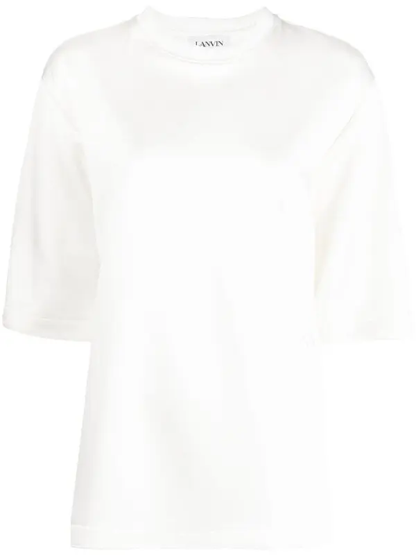 LANVIN Embroidered-logo Satin T-shirt - White