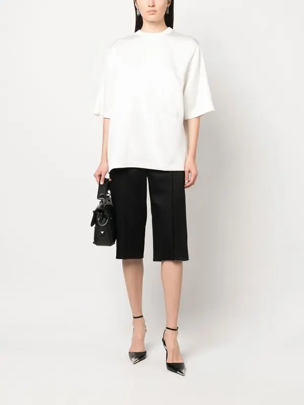 LANVIN Embroidered-logo Satin T-shirt