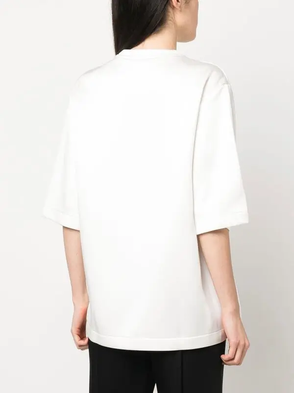 LANVIN Embroidered-logo Satin T-shirt