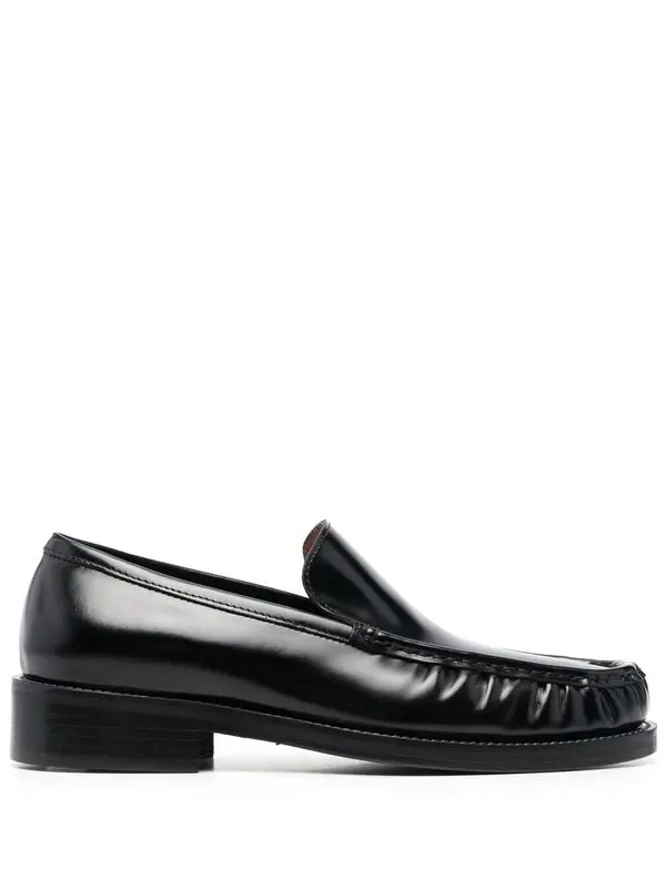 Acne Studios Gold-tone Lettering Leather Loafers
