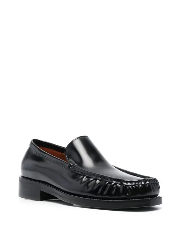 Acne Studios Gold-tone Lettering Leather Loafers