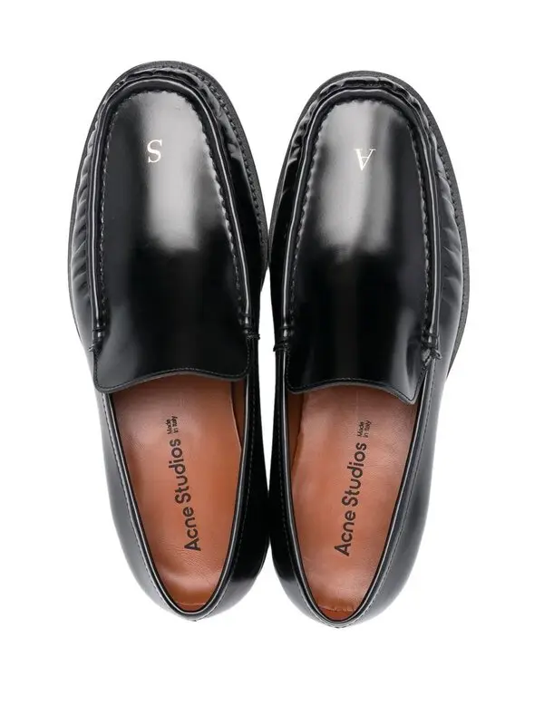 Acne Studios Gold-tone Lettering Leather Loafers