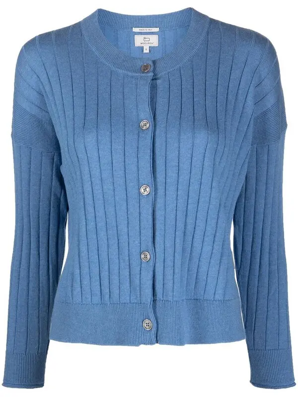 Woolrich Cotton Ribbed Cardigan - Blue