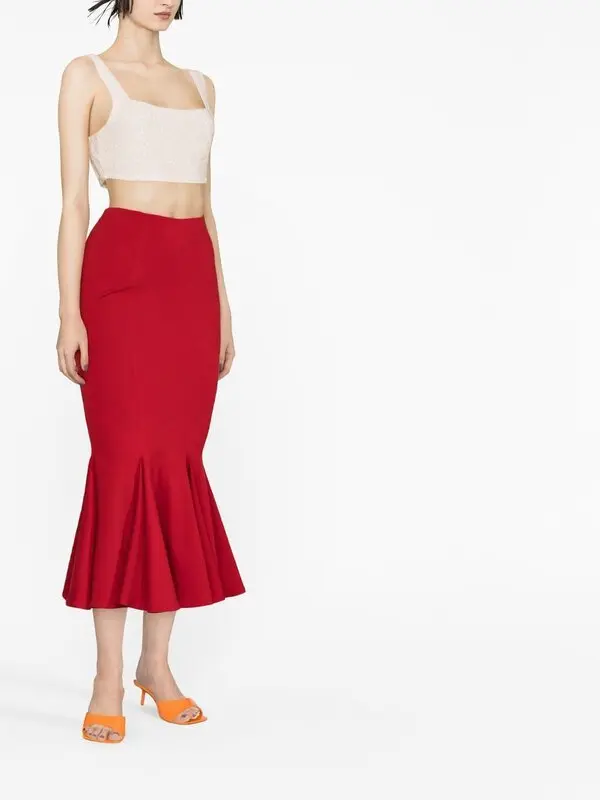 Attico Flared Hem Midi Skirt