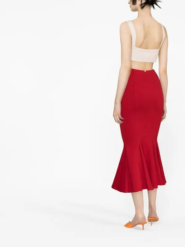 Attico Flared Hem Midi Skirt