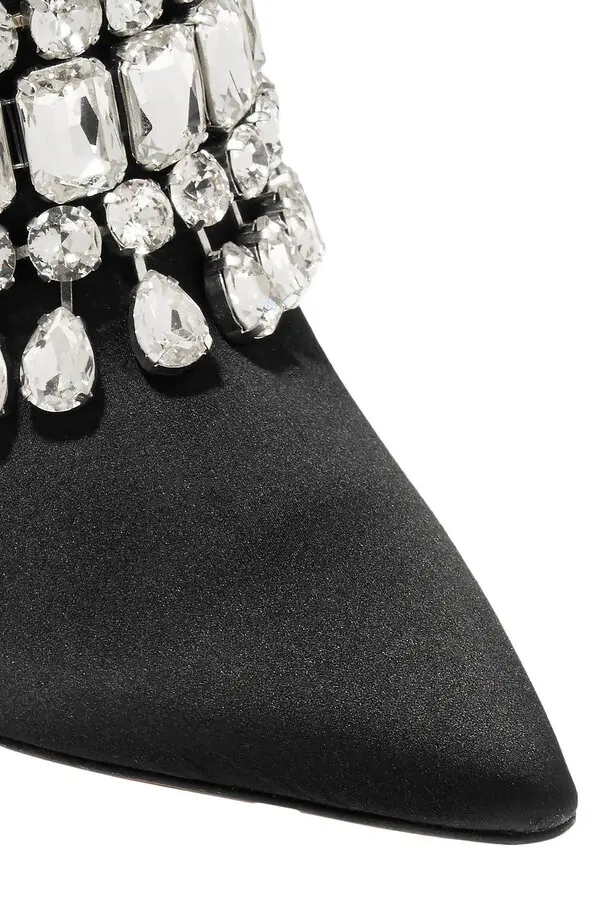 AQUAZZURA Gem Palace Crystal-embellished Satin Mules