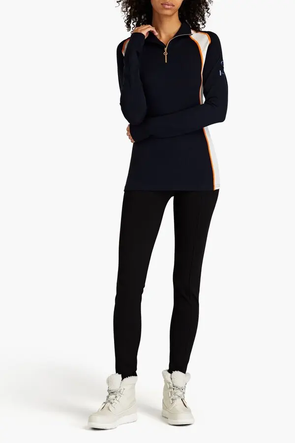 WE NORWEGIANS Lindesnes Colorblock Merino Woolblend Piqué Base Layer - Navy