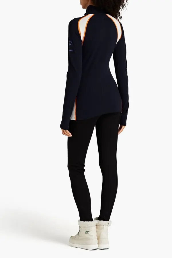WE NORWEGIANS Lindesnes Colorblock Merino Woolblend Piqué Base Layer - Navy