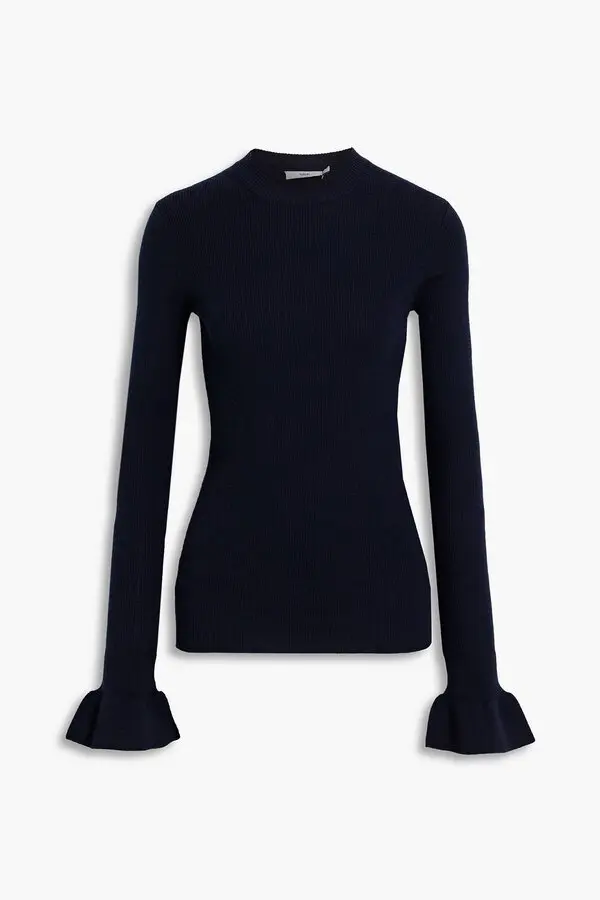 Safiyaa Ginny Ribbed Cashmere Sweater With Fluted Cuffs
