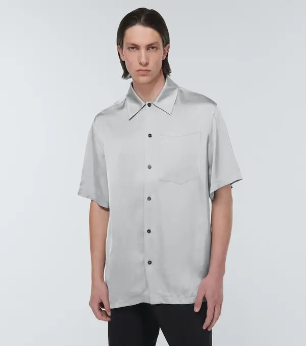 JIL SANDER Shirt 36 Satin Bowling Shirt