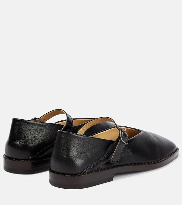 LEMAIRE Leather Mary Jane Ballet Flats - Black