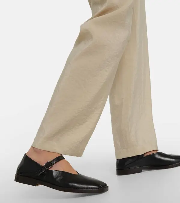 LEMAIRE Leather Mary Jane Ballerina Flats - Black