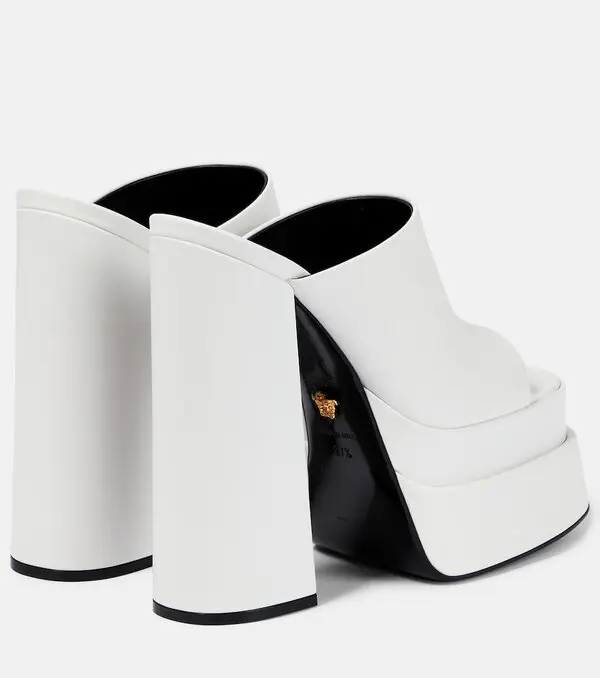 Versace Leather Platform Mules - White