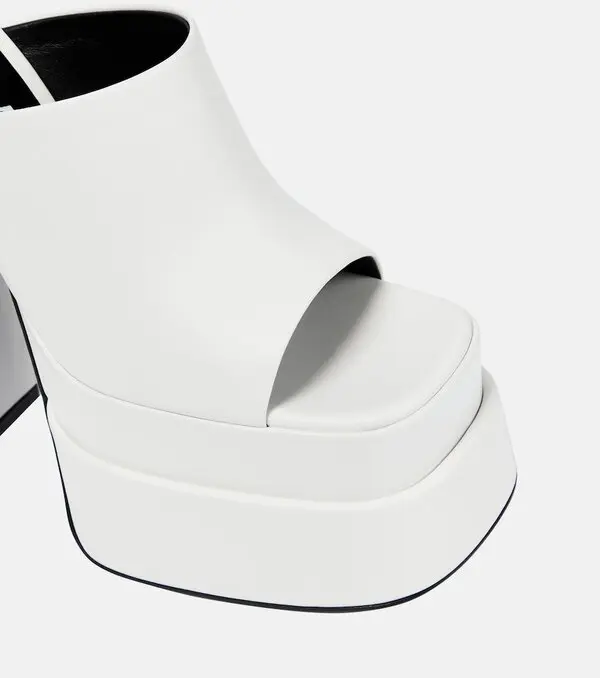 Versace Leather Platform Mules - White