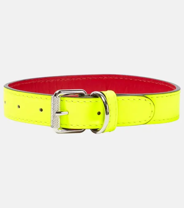 CHRISTIAN LOUBOUTIN Loubicollar S Leather Dog Collar - Yellow