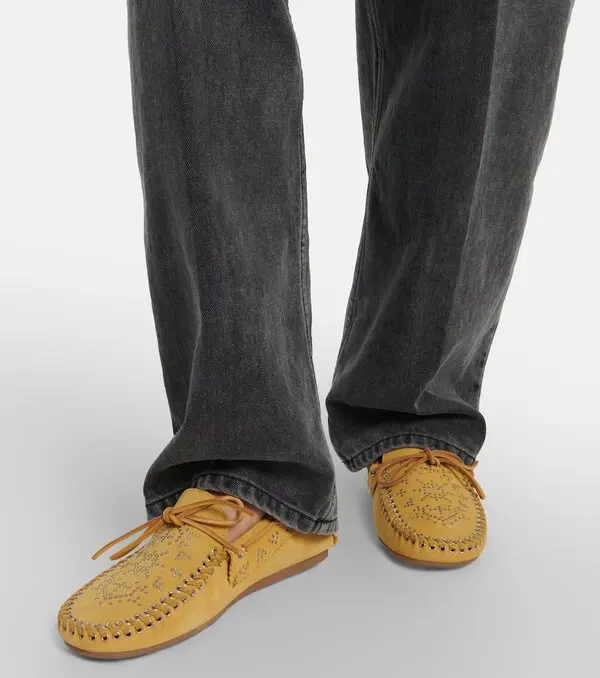 Isabel Marant Freen Embellished Suede Moccasins