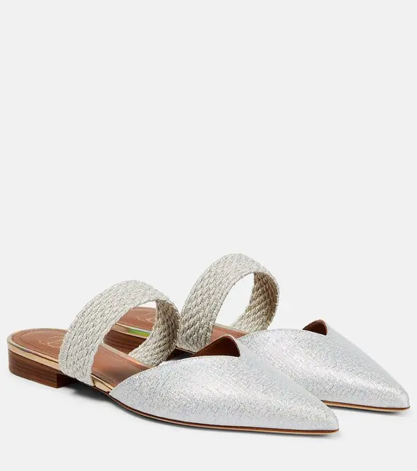 MALONE SOULIERS Maisie Lurex Mules - Silver