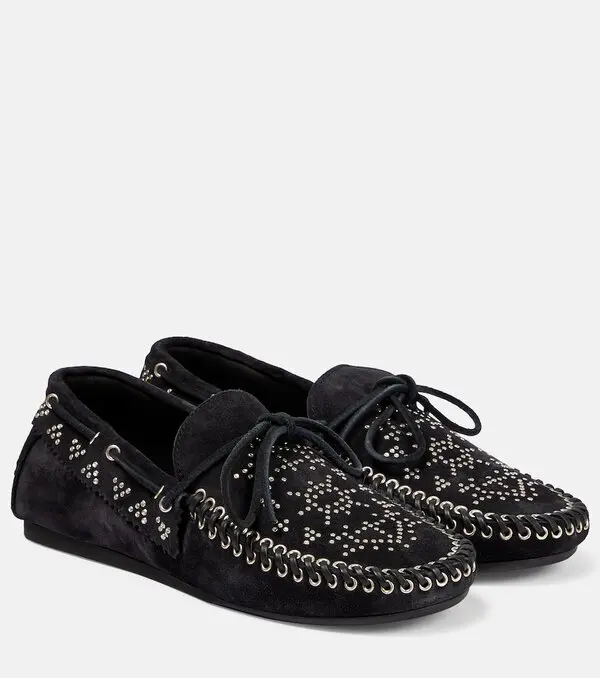 Isabel Marant Étoile Freen Embellished Suede Moccasins