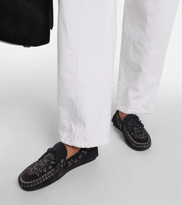 Isabel Marant Étoile Freen Embellished Suede Moccasins