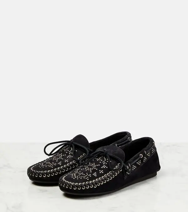 Isabel Marant Étoile Freen Embellished Suede Moccasins
