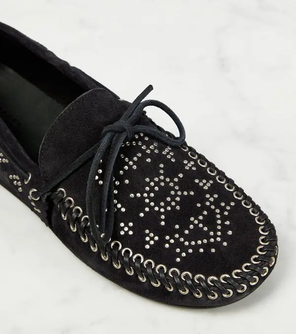 Isabel Marant Étoile Freen Embellished Suede Moccasins