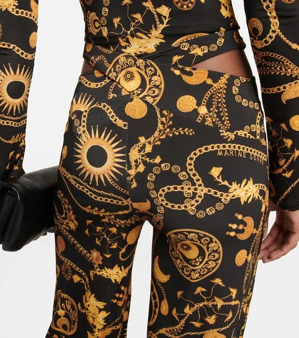 MARINE SERRE Cutout Printed Wide-leg Pants