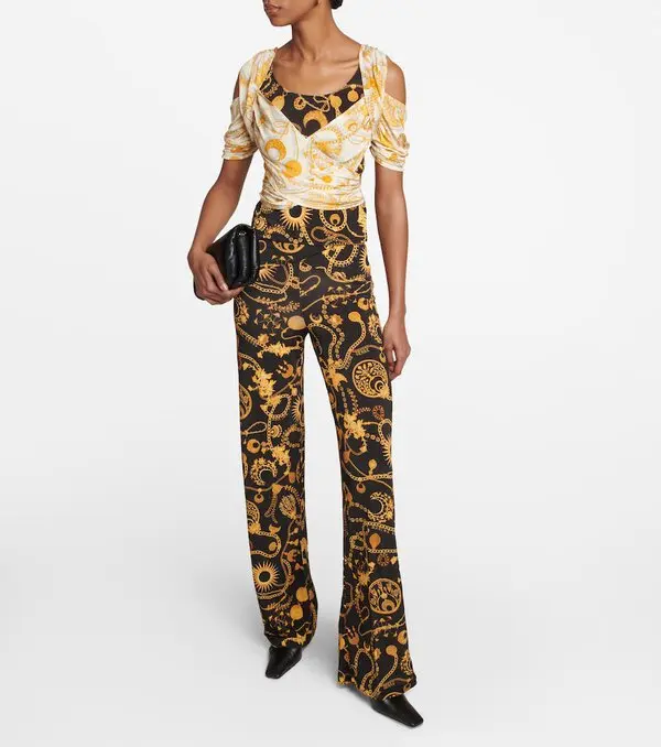 MARINE SERRE Draped Printed Cutout Top