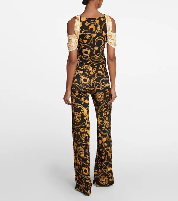 MARINE SERRE Draped Printed Cutout Top