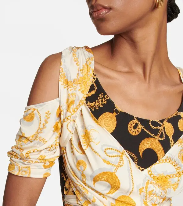 MARINE SERRE Draped Printed Cutout Top