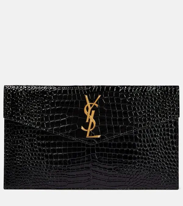 Saint Laurent Uptown Patent Leather Clutch - Black